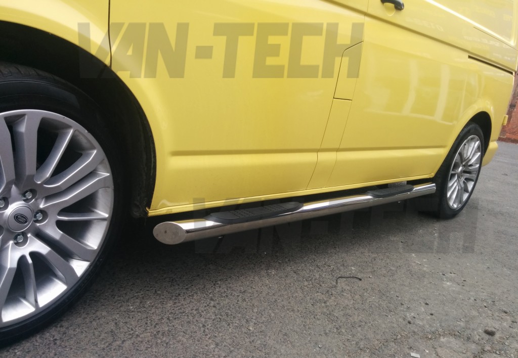 VW T6 SWB Slashed End Side Bars with Three Steps