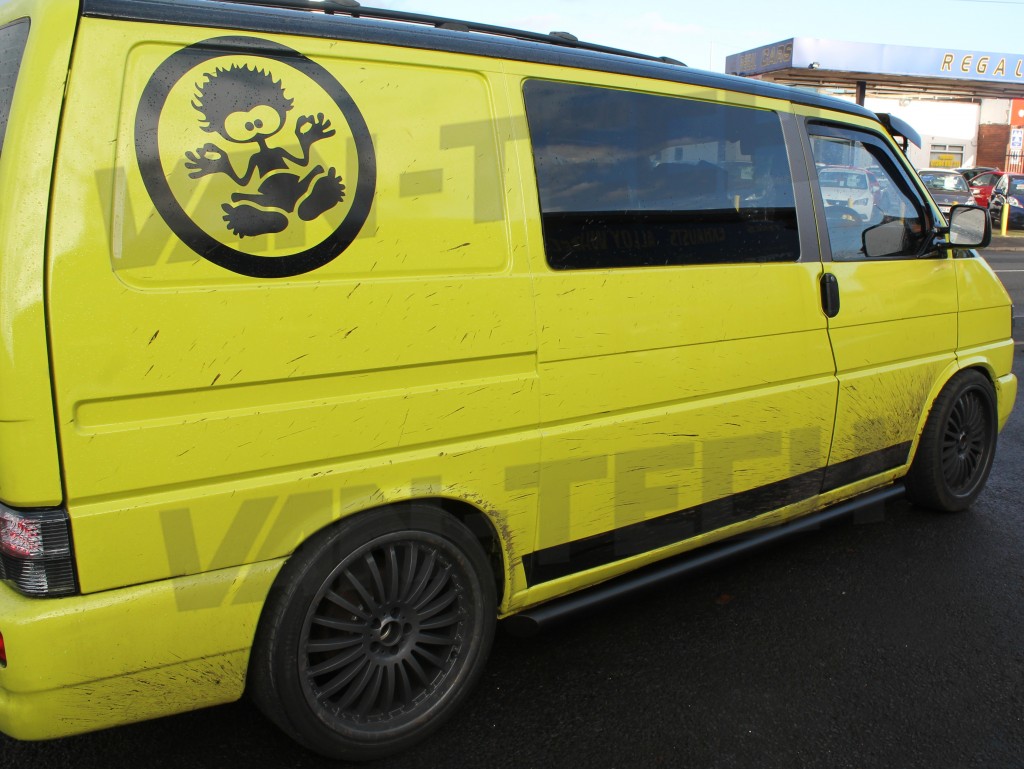 VW T4 Side Bars Black Slashed End SWB LWB Transporter