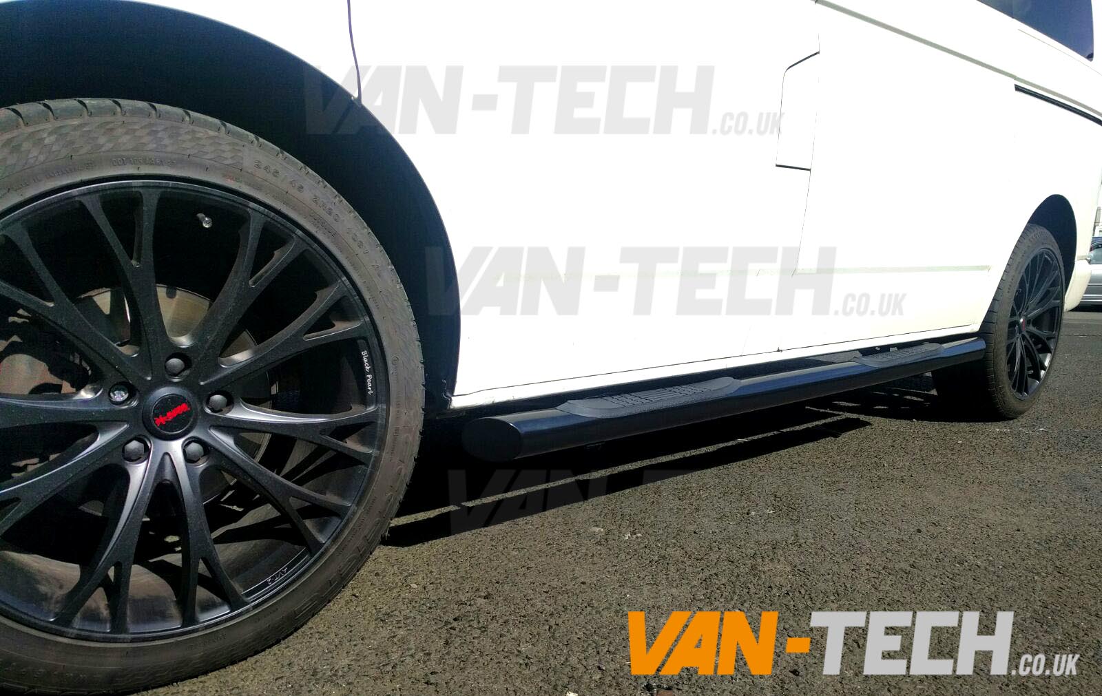 VW Transporter T5 fitted with Van-Tech Black side bars with 3 steps 4 ...