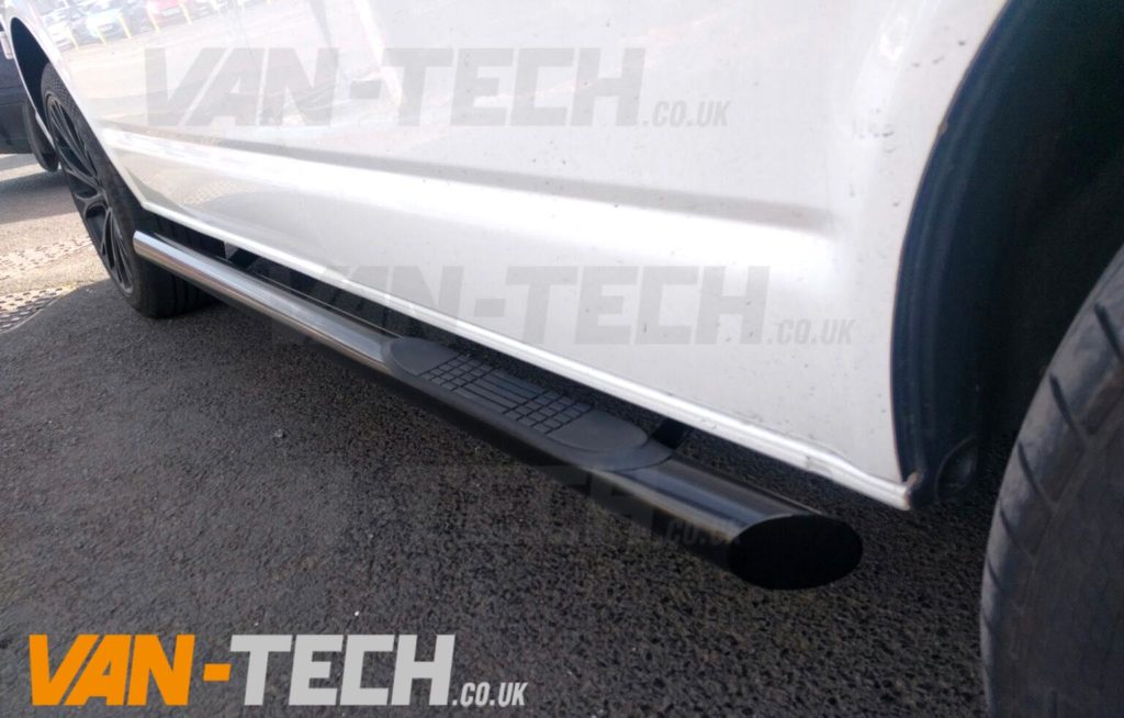 VW T5 Black Side Bars with Three Steps | Van-Tech