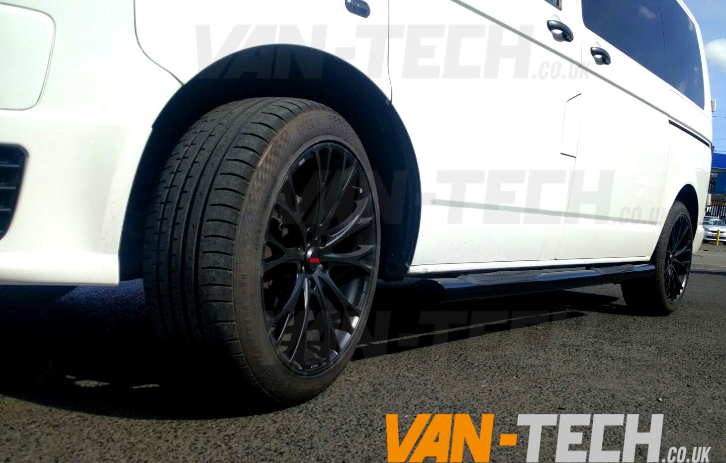 VW Transporter T5 fitted with Van-Tech Black side bars with 3 steps 6 ...