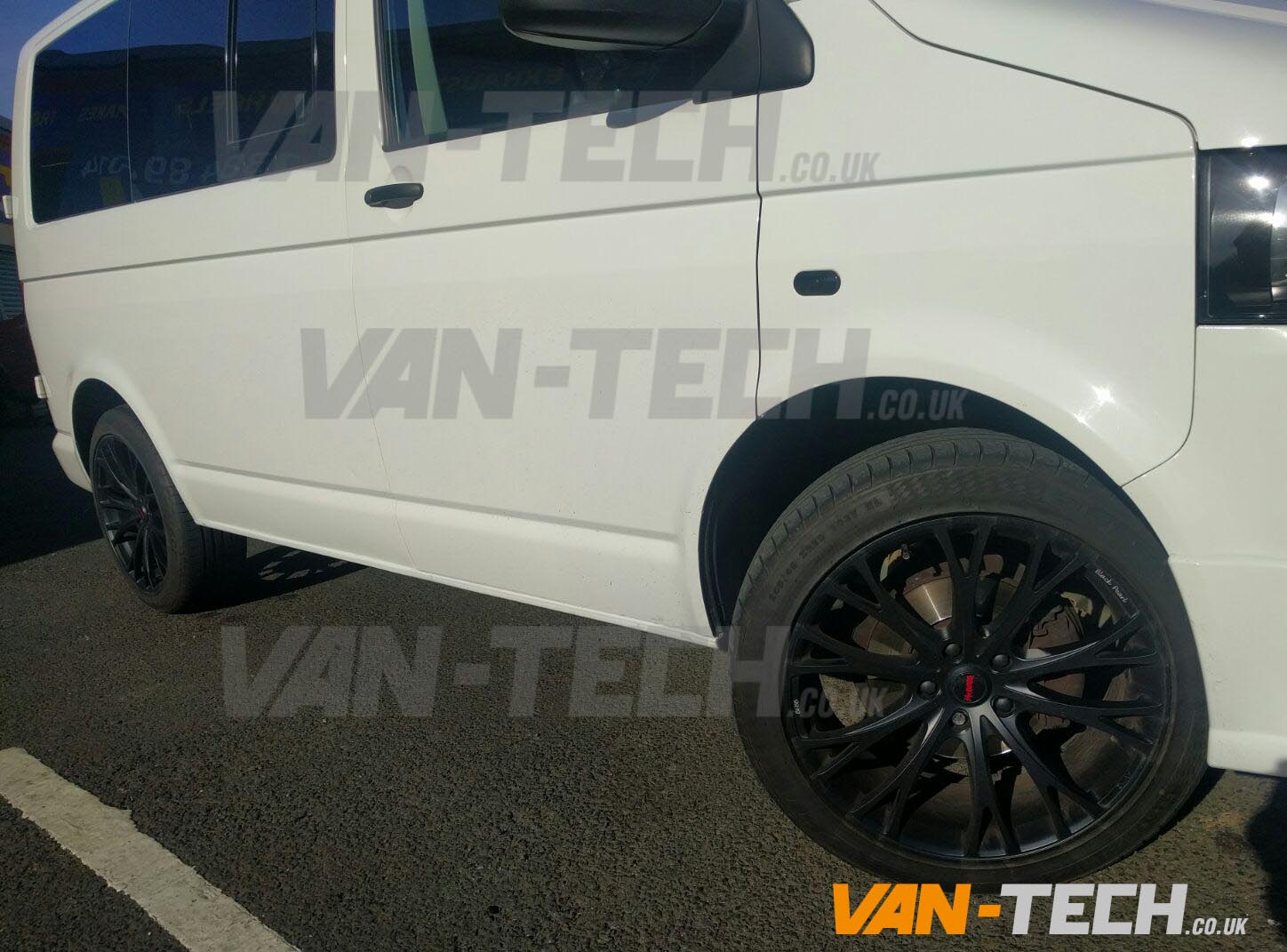 VW T5 Black Side Bars with Three Steps | Van-Tech