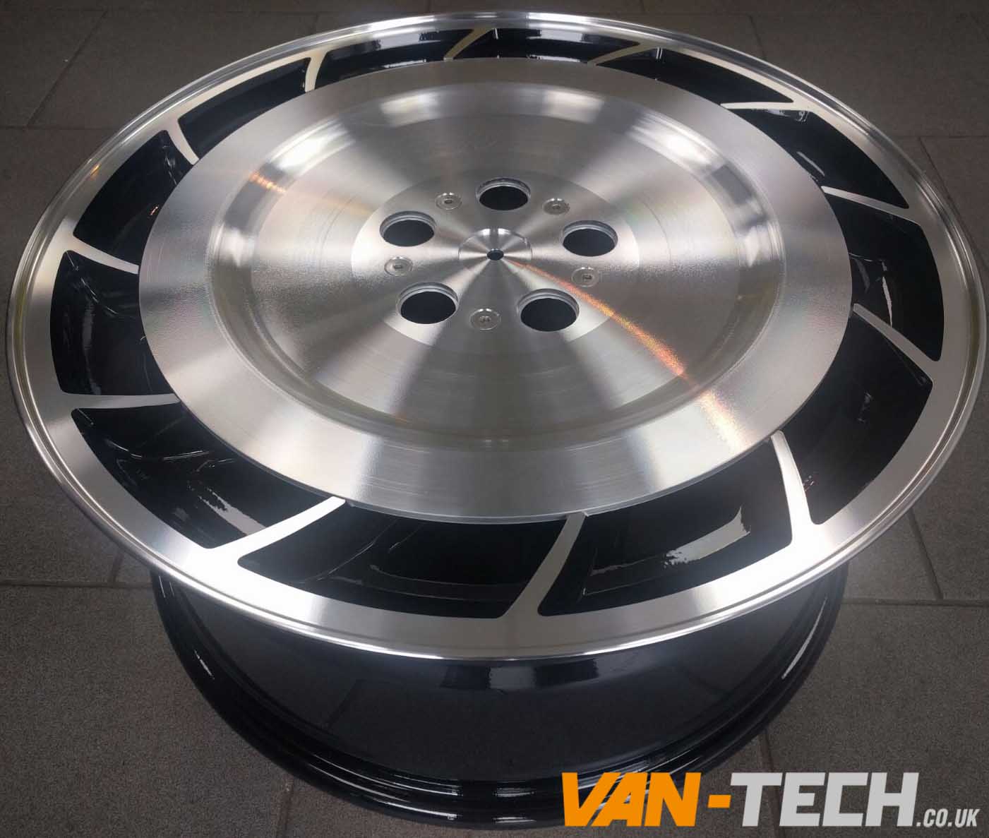 Calibre Turbine 20 inch polished and black alloy wheels van-tech 2 ...