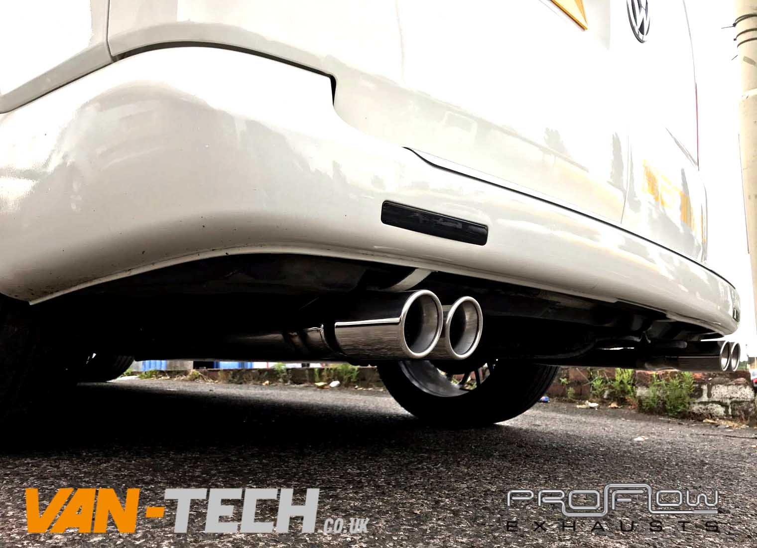 VW Transporter T5 van with middle and rear dual twin tail pipes ...