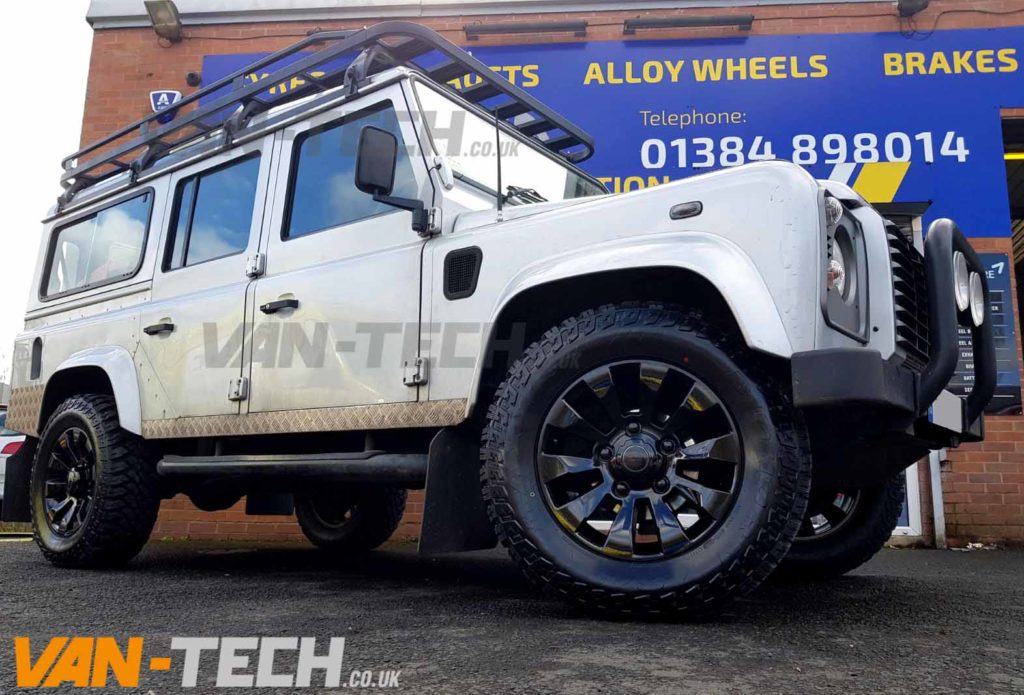 18" Alloy Wheels Saw Tooth Style fitted to Land Rover Defender 110