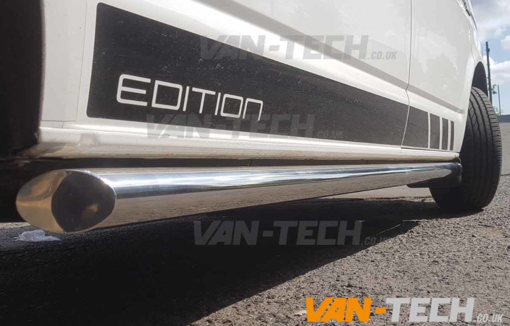 VW T6 T6.1 Slashed End Side Bars Transporter Stainless Steel