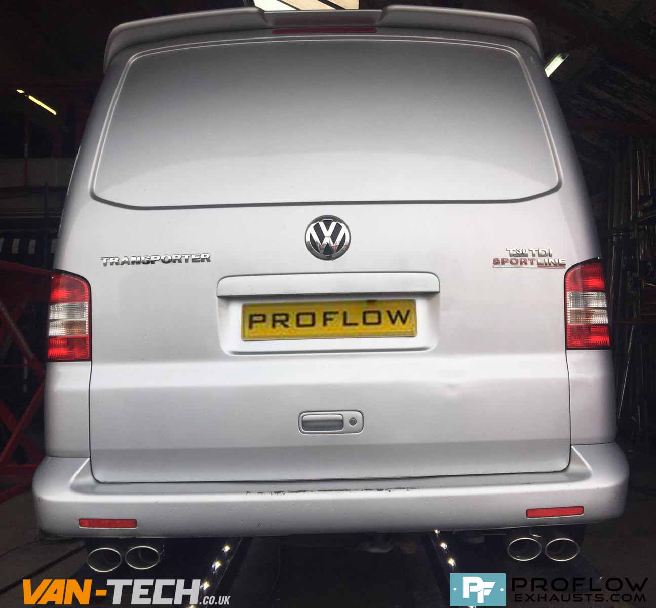 Proflow exhausts van-tech vw t5 custom built exhaust middle and rear ...
