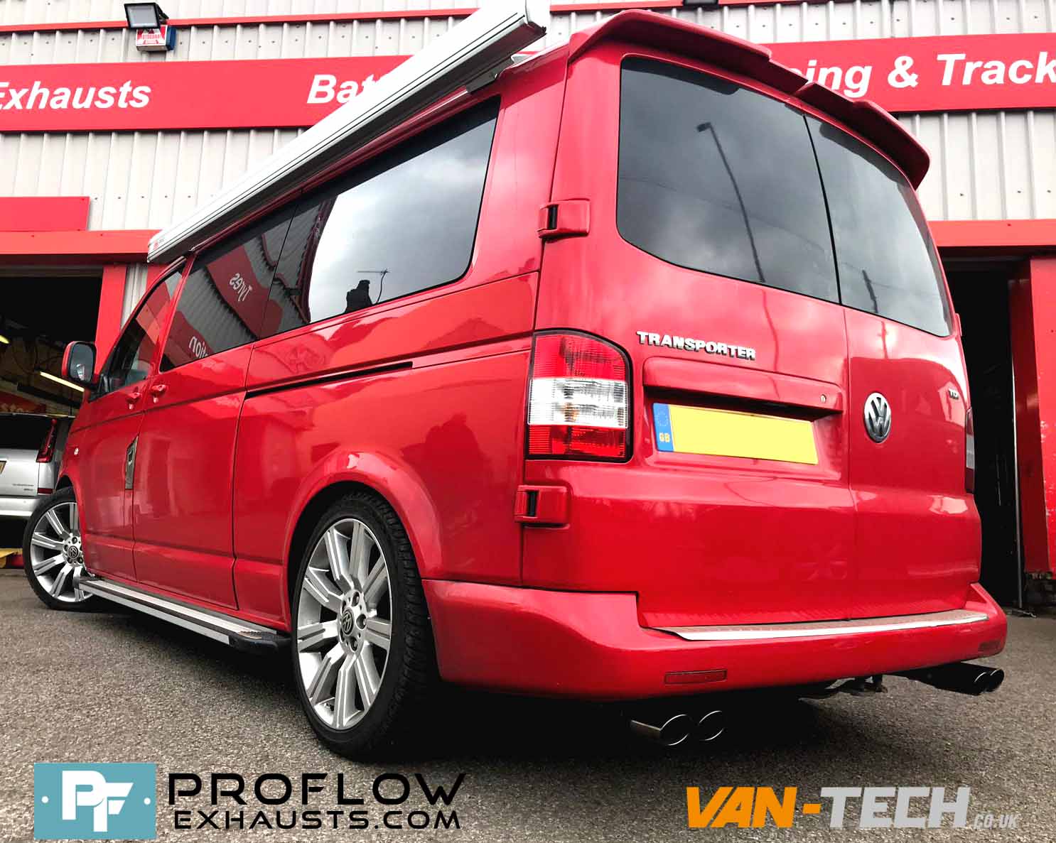vw transporter t5 middle and dual rear proflow van-tech custom exhaust ...