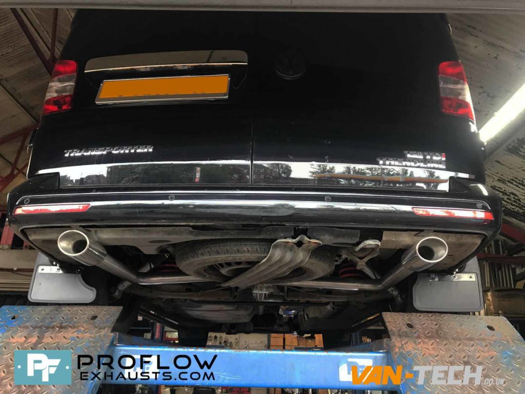Custom Built VW T5 Exhaust Dual Exit Oval Tailpipes | Van-Tech