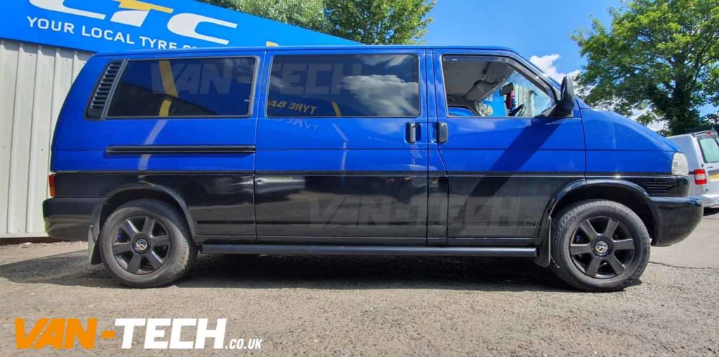 VW Transporter T4 Black Side Bars Slashed End supplied by Van-Tech!