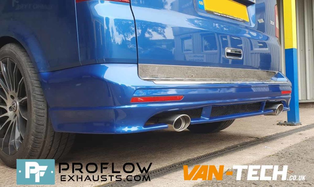 VW T5.1 Transporter Rear Bumper Spoiler and Twin Exhaust | Van-Tech