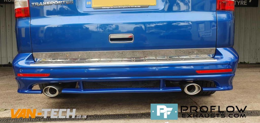 VW T5.1 Transporter Rear Bumper Spoiler and Twin Exhaust | Van-Tech