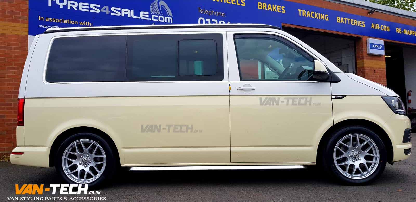 VW Transporter T6 Lowering kit 40MM H&R and DRC DRM Alloy Wheels | Van-Tech