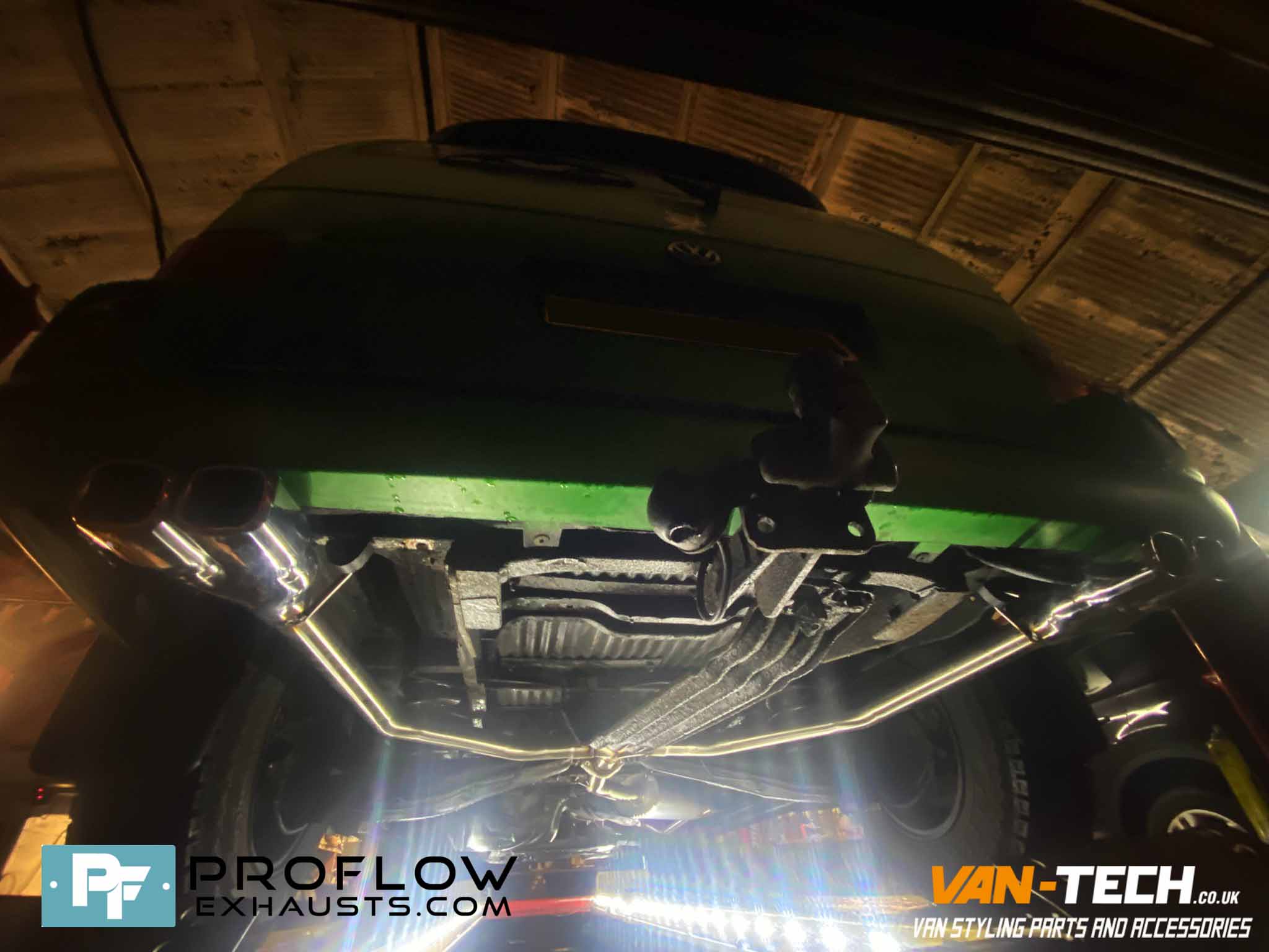 VW T4 Stainless Steel Exhaust Middle and Dual Rear Twin Exit (3) | Van-Tech