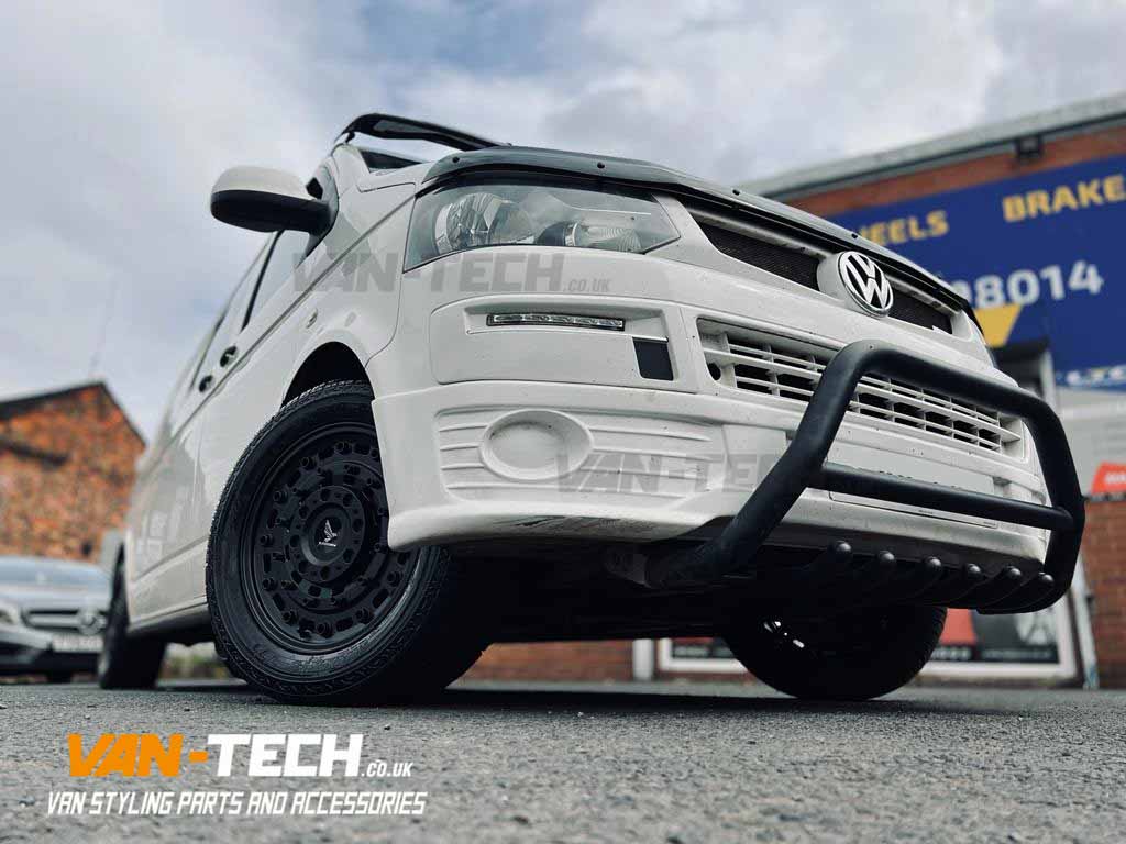 VW T5 T5.1 JBW AT1 18″ Alloy Wheels Satin Black /w All Terrain Tyres