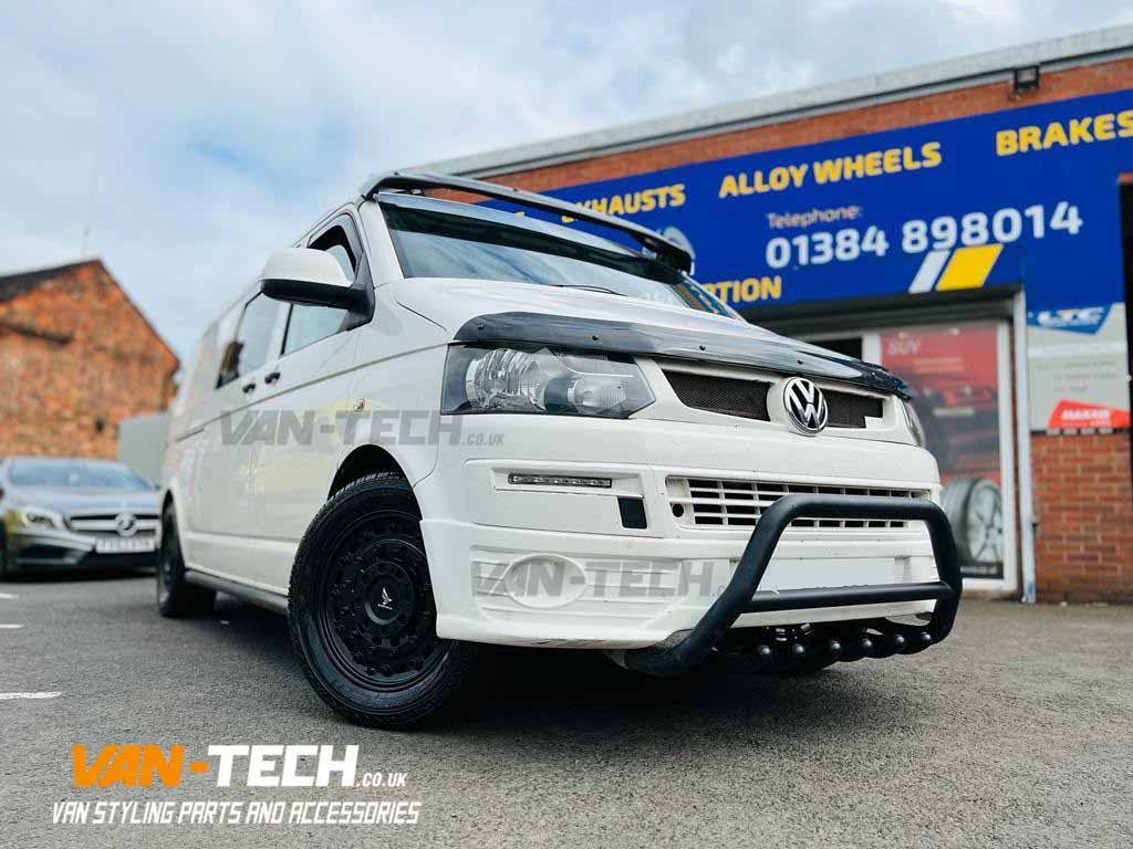 VW T5 T5.1 JBW AT1 18″ Alloy Wheels Satin Black /w All Terrain Tyres