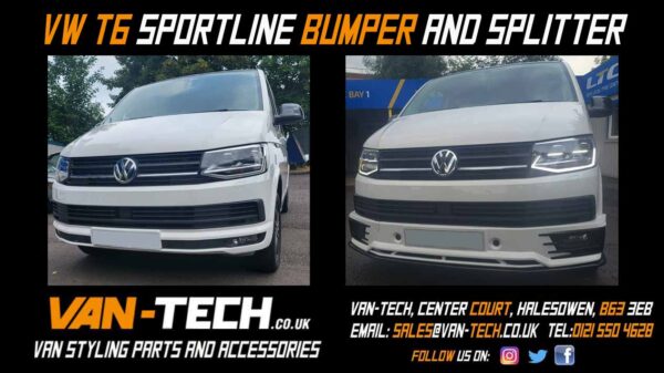 VW Transporter T6 Parts and Accessories Side Bars, Sportline Bumper