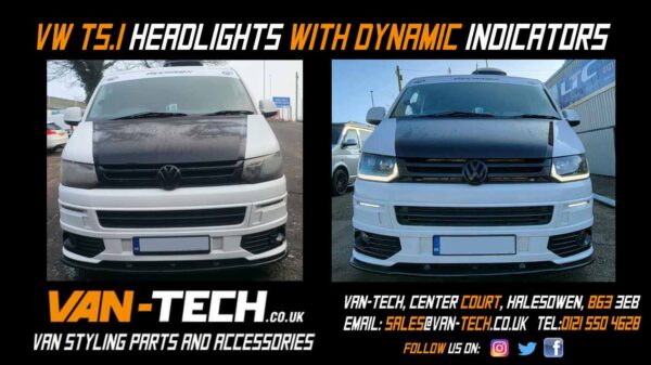 VW Transporter T5.1 Light Bar Headlights Dynamic Indicators 2010-2015