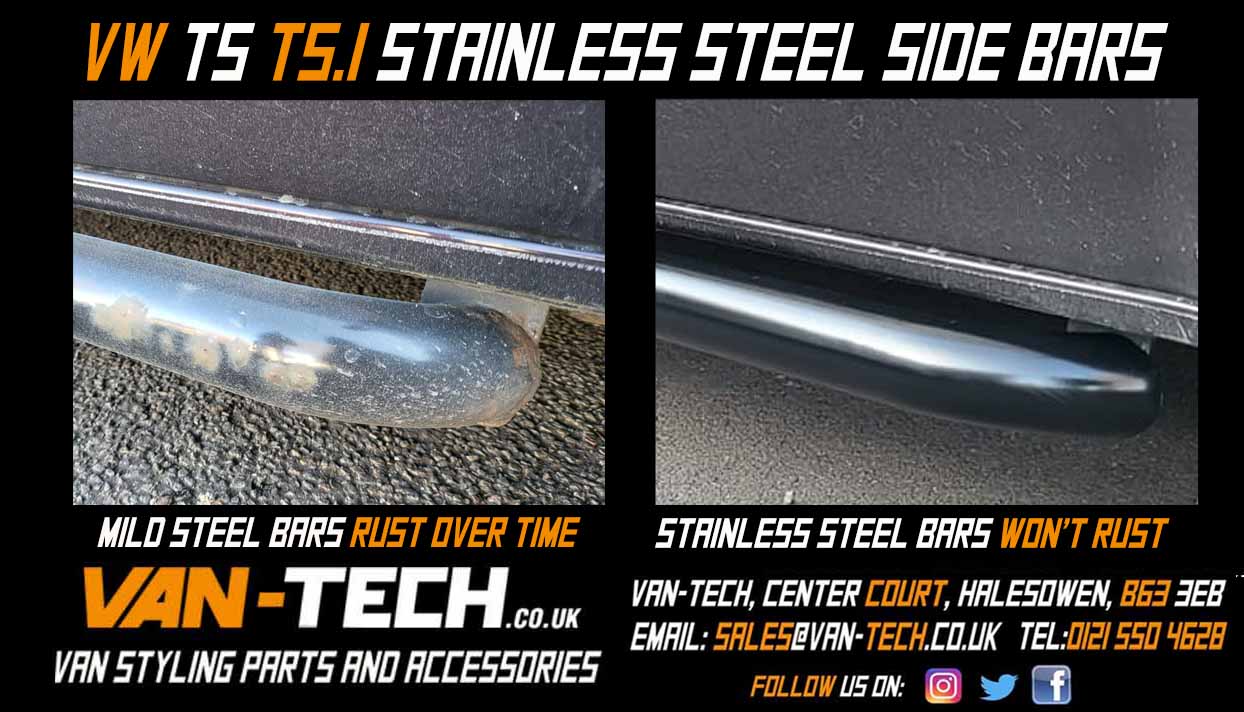 VW Transporter T5 T5.1 Side Bars Satin Black Sportline (2) | Van-Tech