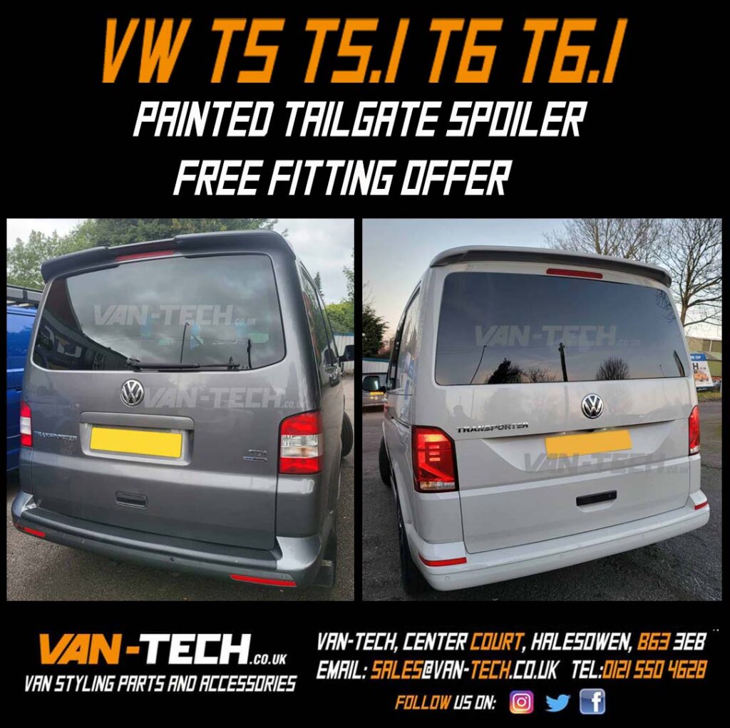 FREE FITTING OFFER - VW T5 T5.1 T6 T6.1 Tailgate Spoiler Painted