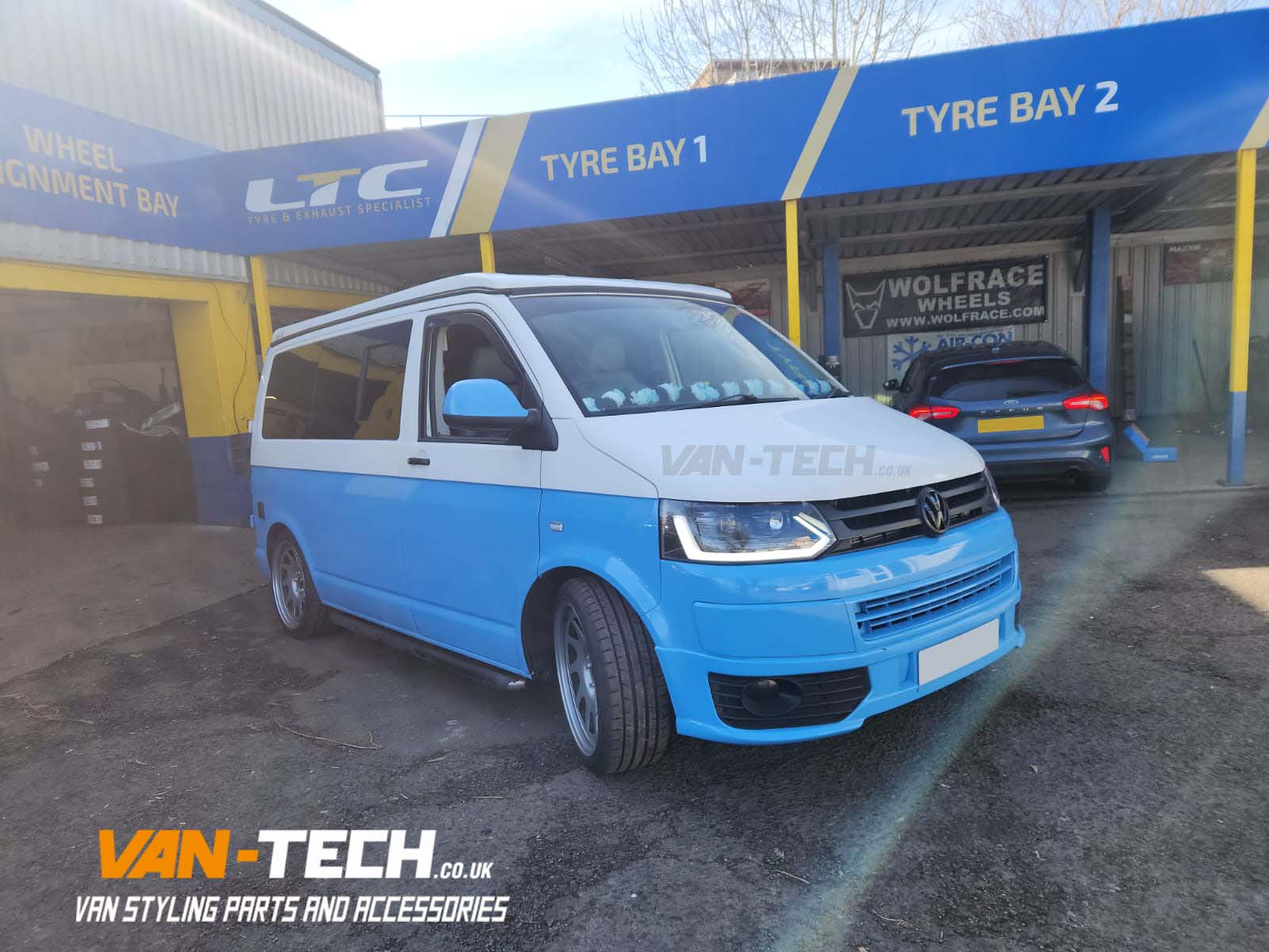 VW T5.1 Van Slam Coilover Lowering kit + Tracking, Light Bar Headlights ...