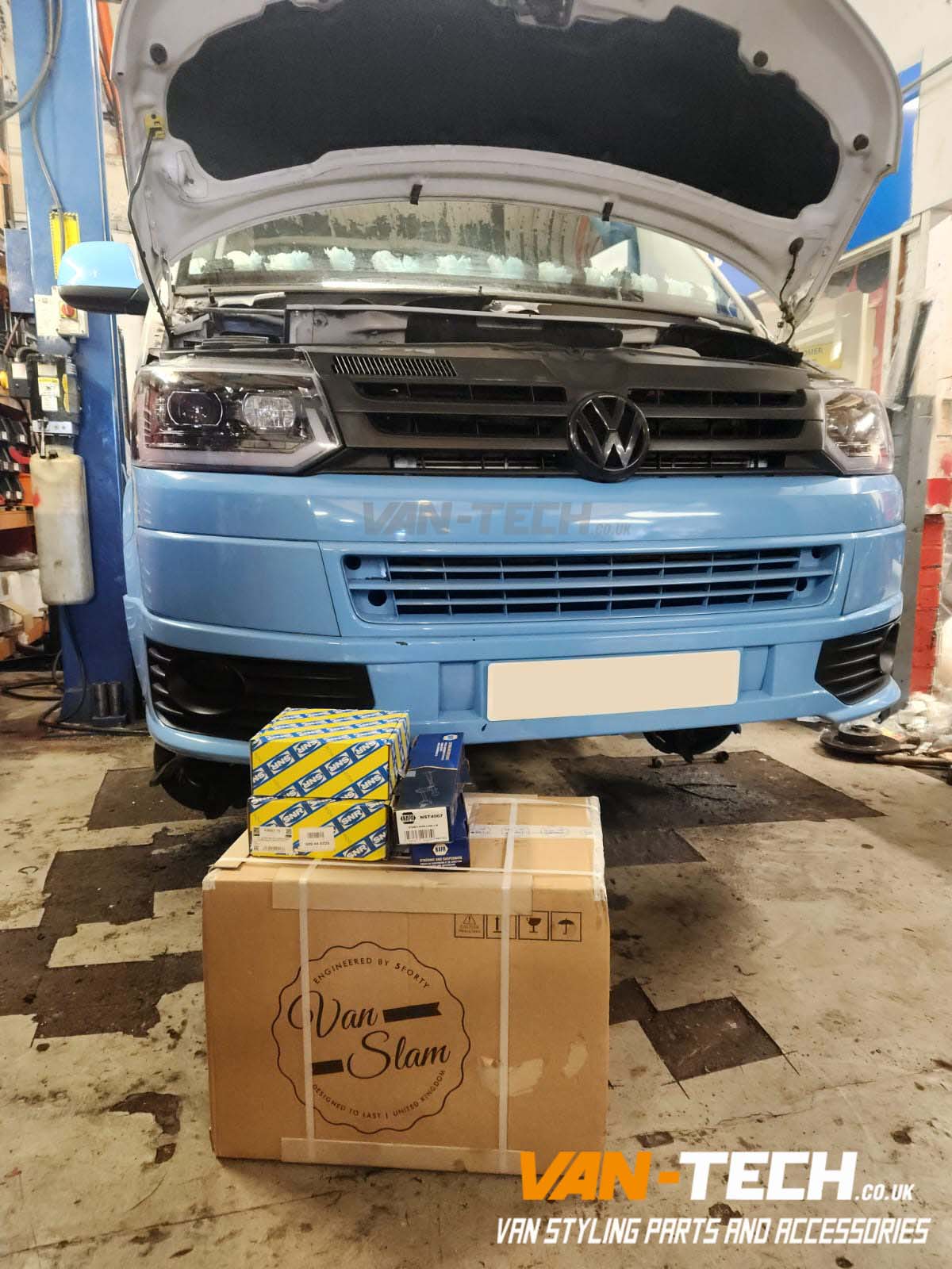 VW T5.1 Van Slam Coilover Lowering kit + Tracking, Light Bar Headlights ...