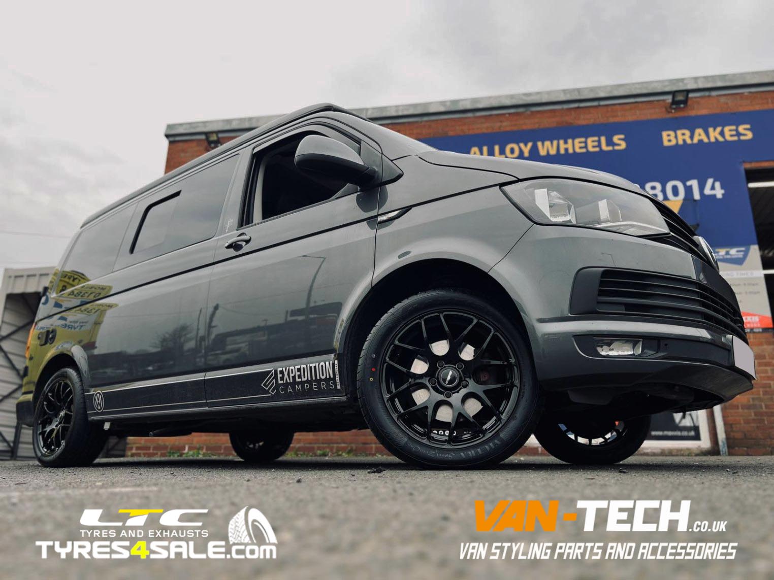 VW Transporter T6 Calibre Exile-R Alloy Wheels 18″ Gloss Black and ...