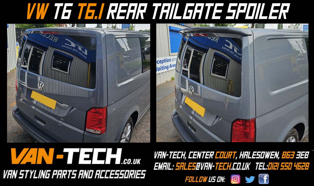 VW Transporter T6 T6.1 Rear Tailgate Spoiler painted and fitted by Van ...