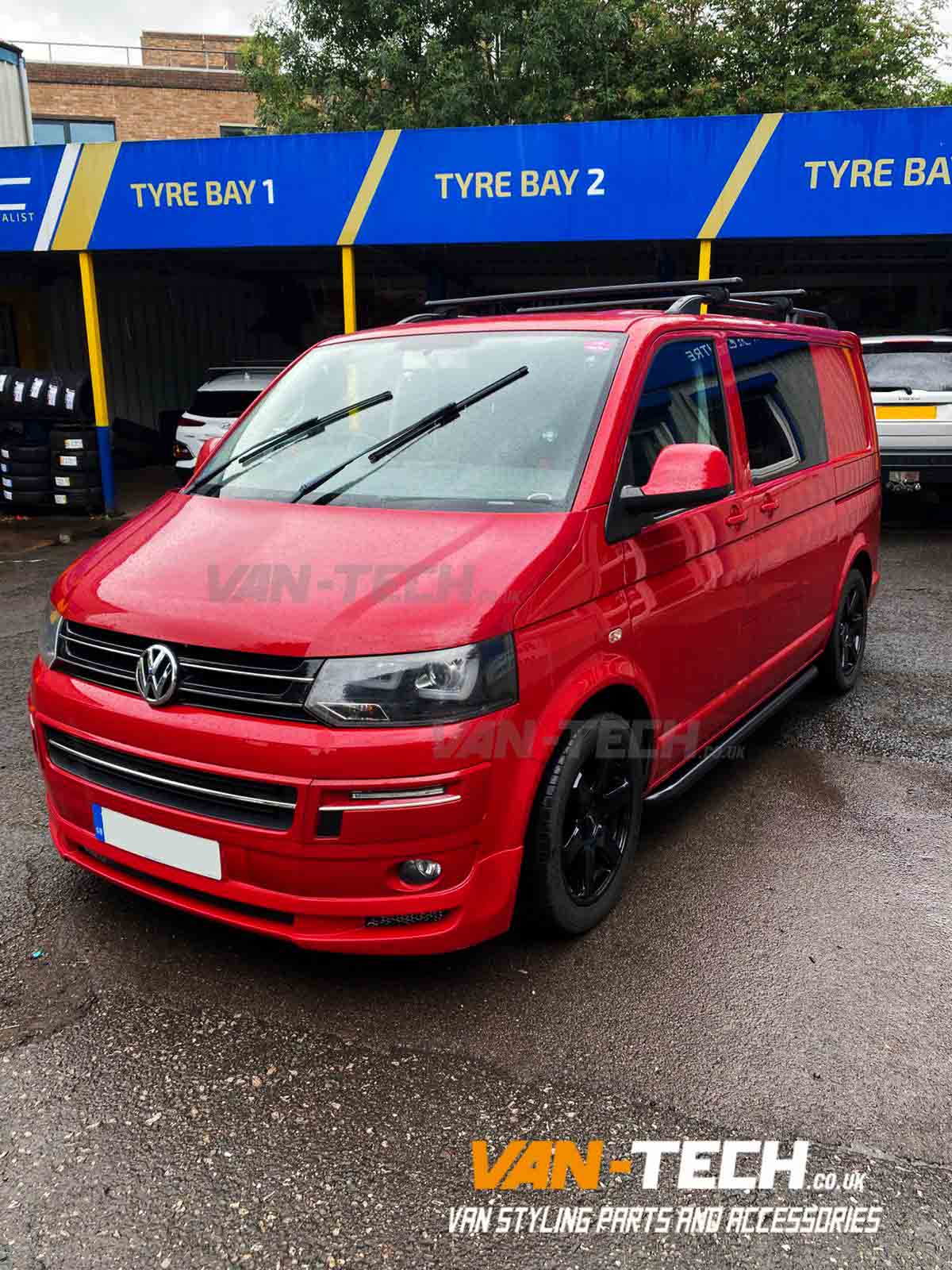 VW Transporter T5.1 Black Sportline O.E Style Side Bars SWB (1) | Van-Tech